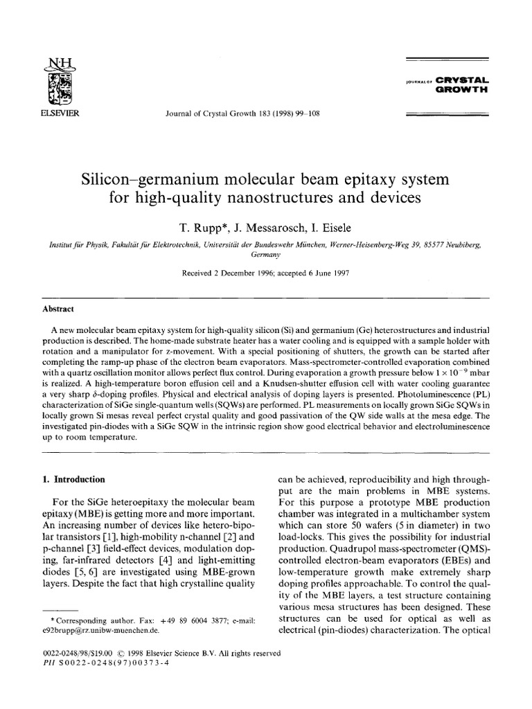 Rupp 1998 | PDF | Epitaxy | Doping (Semiconductor)