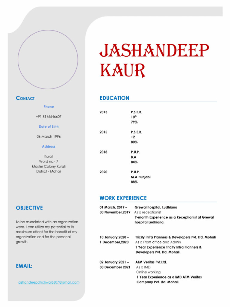 Jashandeep Kaur - CV | PDF