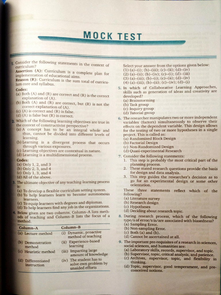 Paper-1 Mock Test | PDF