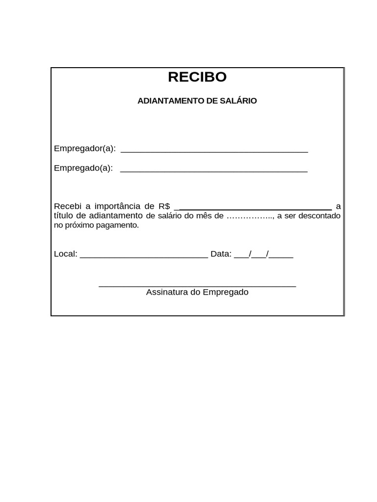 Recibo Adiantamento Salarial | PDF