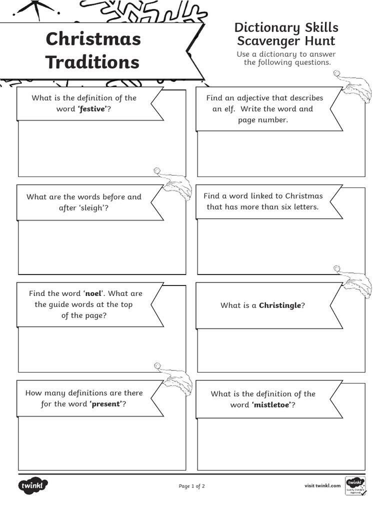 Christmas Dictionary Skills Activity | PDF