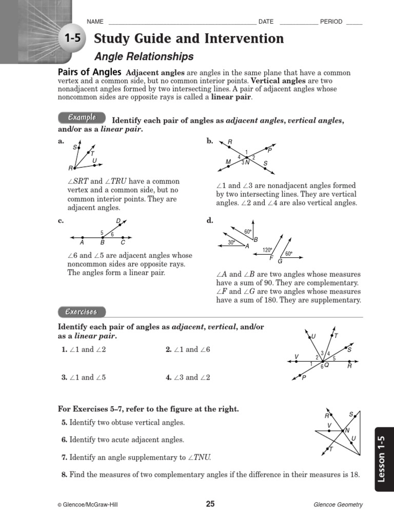 1-5 Angle Relationships | PDF | Angle | Geometry
