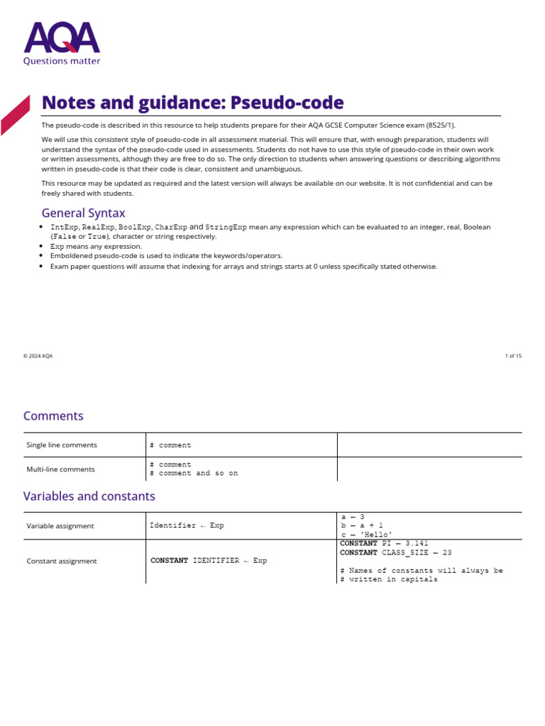 Aqa 8525 NG PC | PDF | Parameter (Computer Programming) | String ...