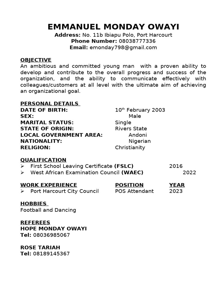 Emmanuel Monday Owayi | PDF