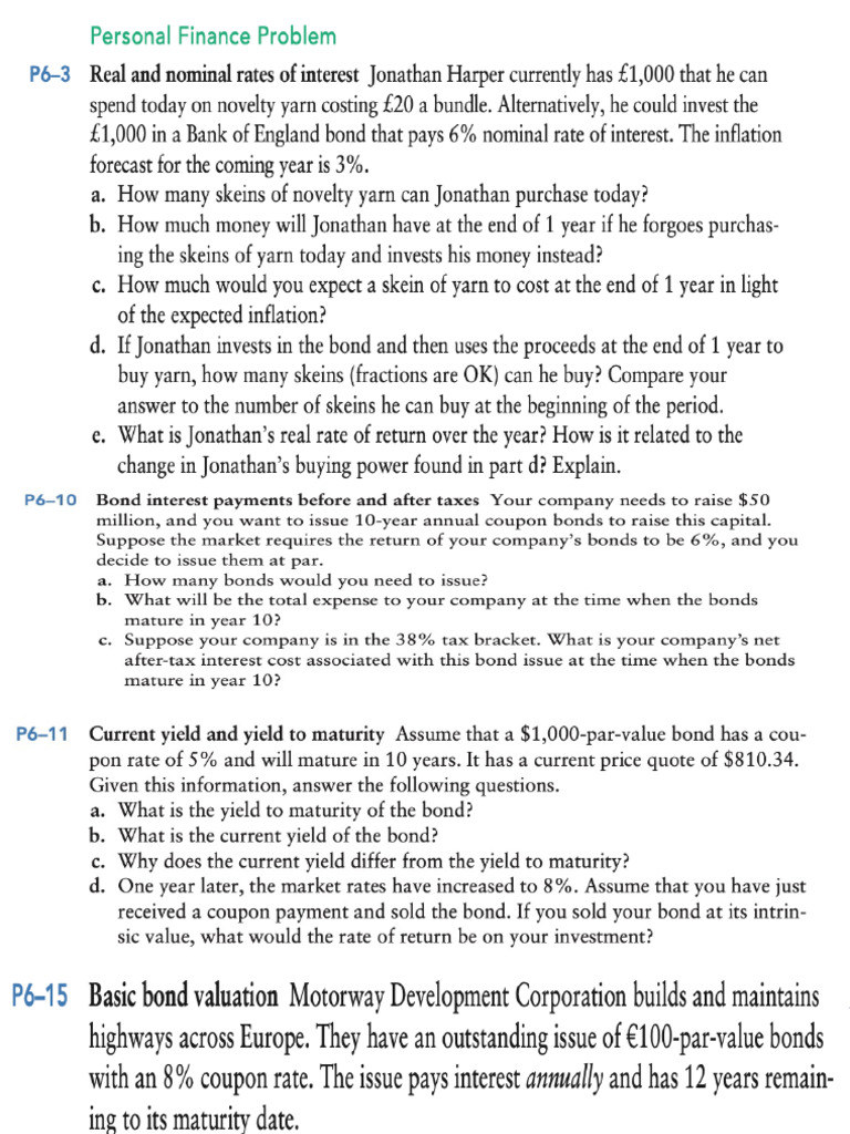CORPORATE FINNACE CHAPTER 6 7 EOC QUES WITH ANS | PDF | Bonds (Finance ...