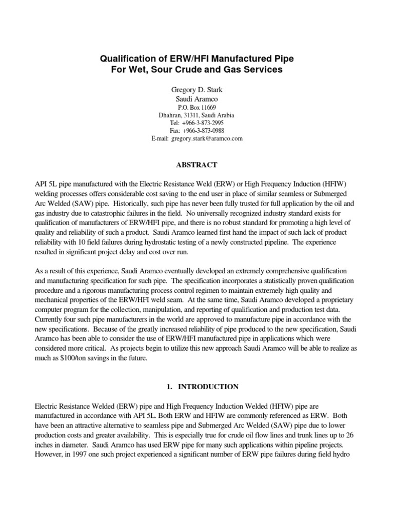 ERW/HFI Pipe Qualification for Oil & Gas | PDF | Pipe (Fluid Conveyance) | Welding