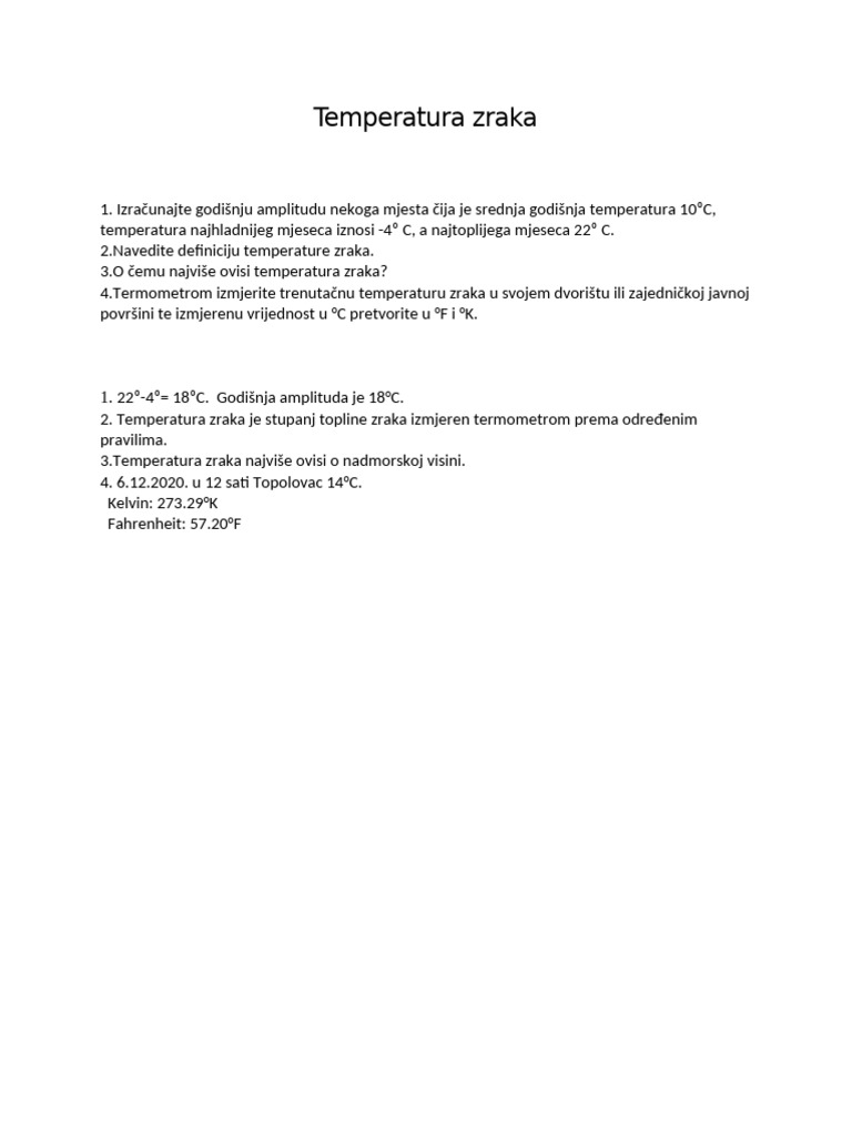 Temperatura Zraka | PDF