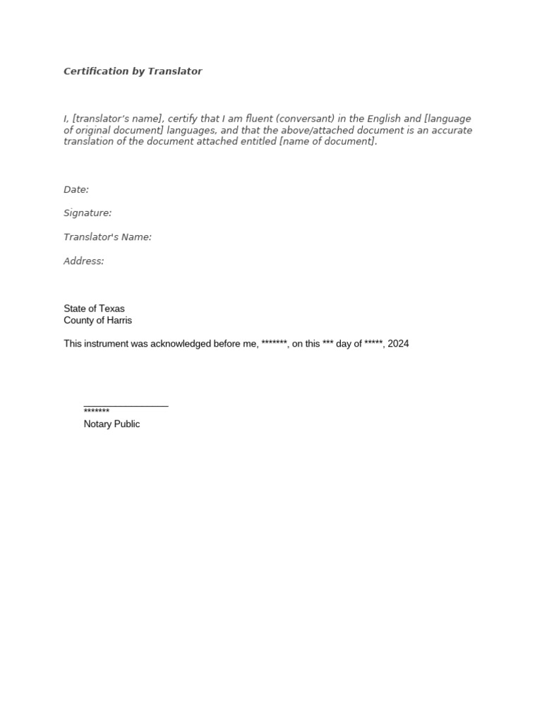 Certification by Translator | PDF