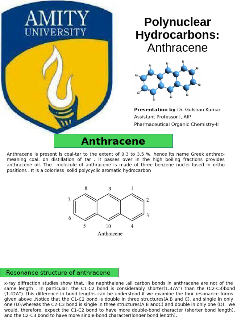 Anthracene: Structure, Reactions, and Uses | PDF | Chemical Reactions ...