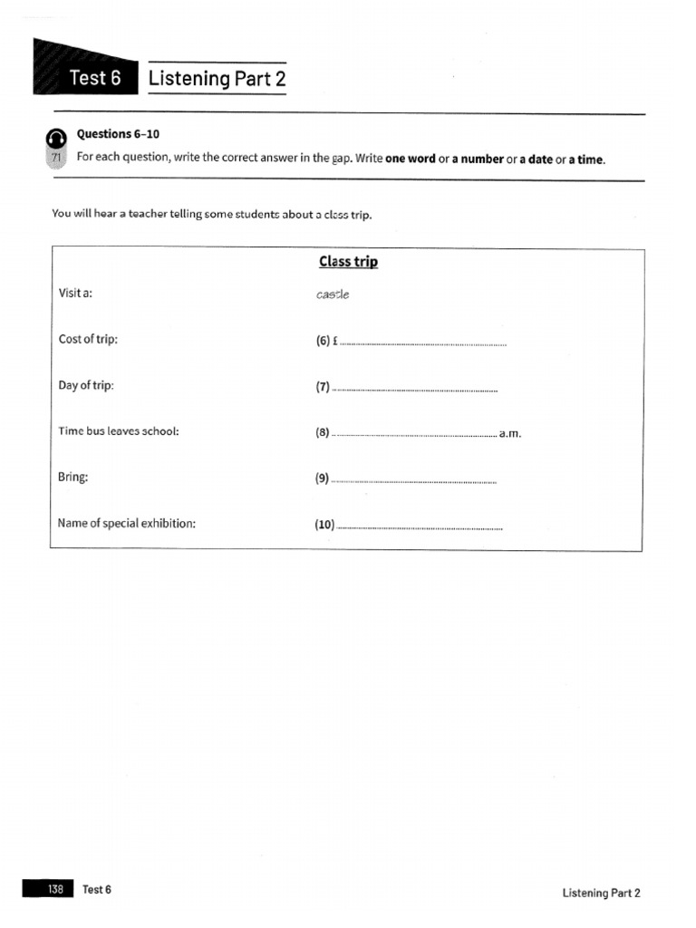 Listening Multiple Choice - 10.10 | PDF
