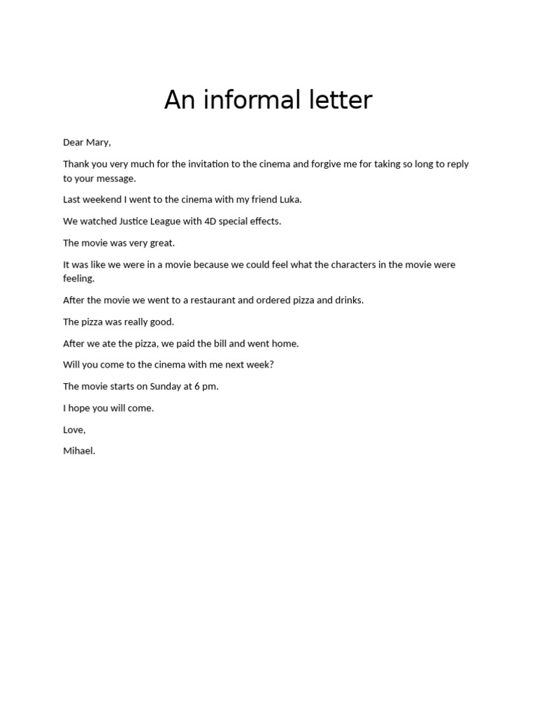 An Informal Letter | PDF