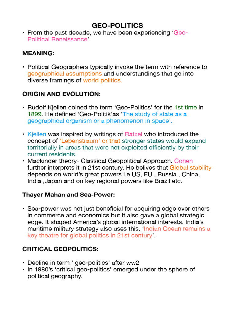 Geo-politics | PDF | Geopolitics | Global Politics