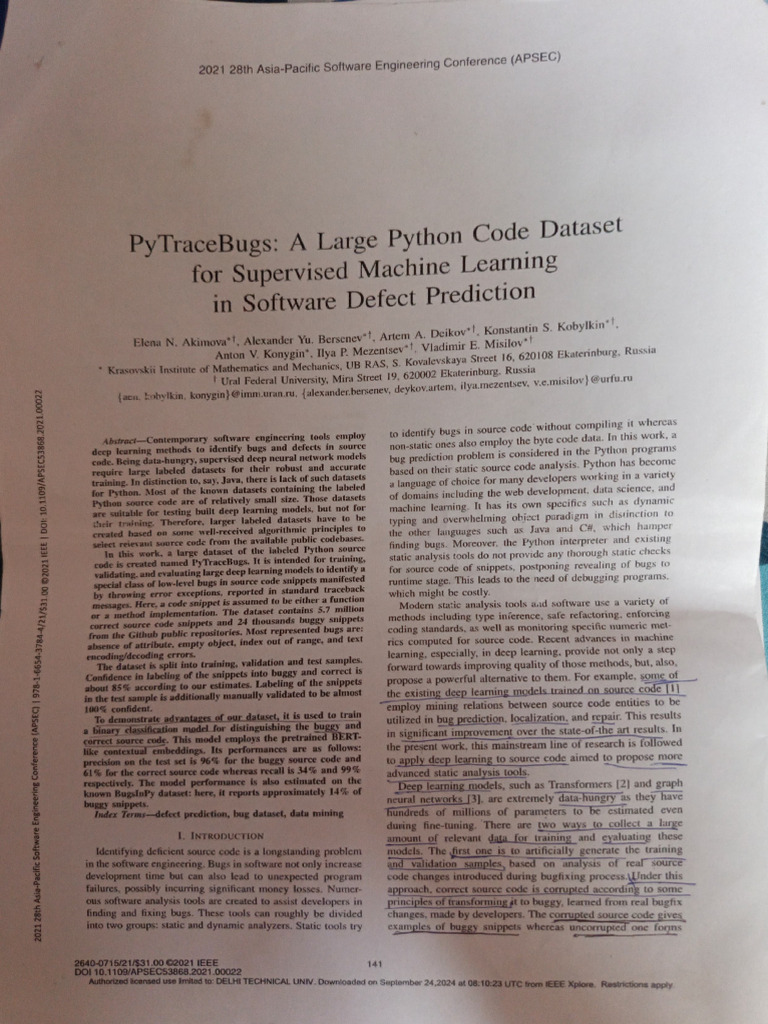 software defect prediction ppr | PDF | Software Bug | Deep Learning