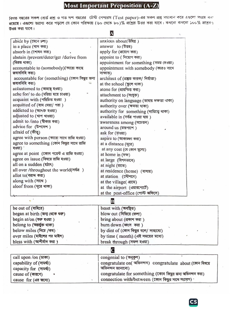 Appropriate Preposition Suggestion Sheet 2 | PDF
