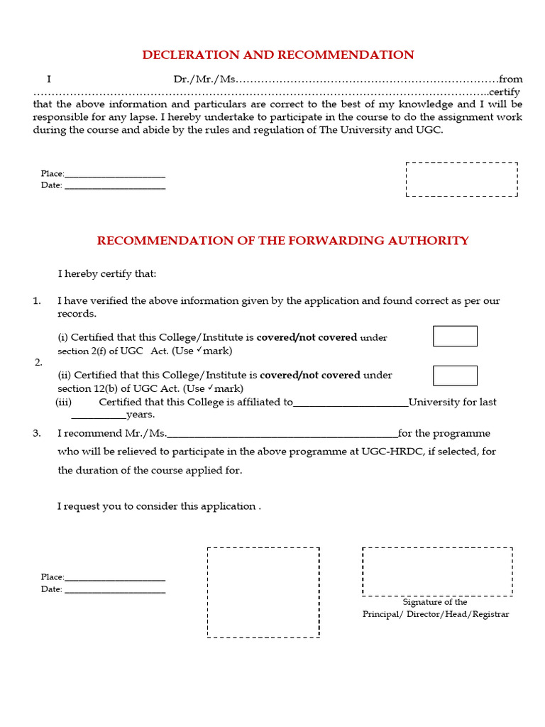 Recommendation Form | PDF