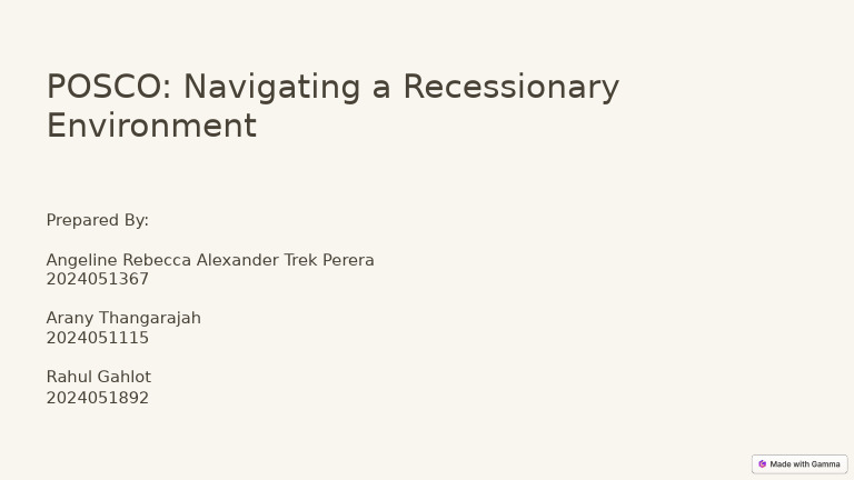 POSCO-Navigating-a-Recessionary-Environment | PDF