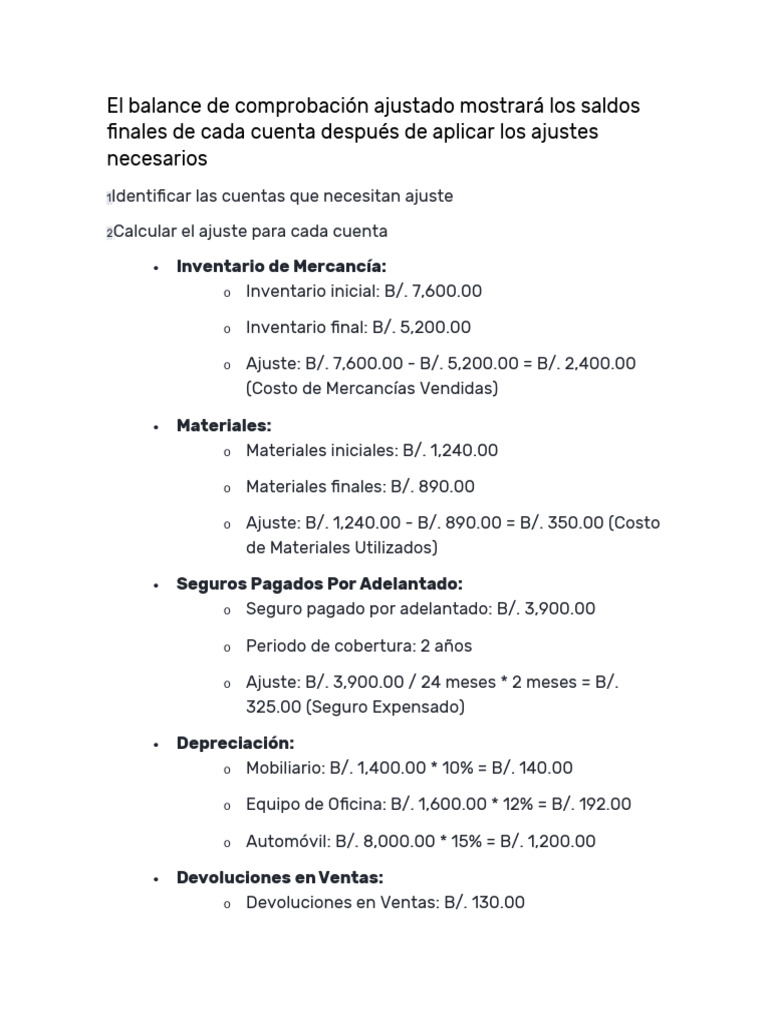 Balance Ajustado | PDF