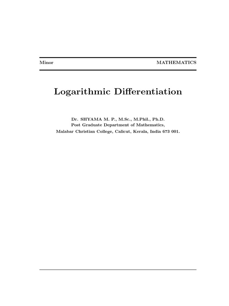 Logarithmic Differentiation | PDF | Tangent | Derivative