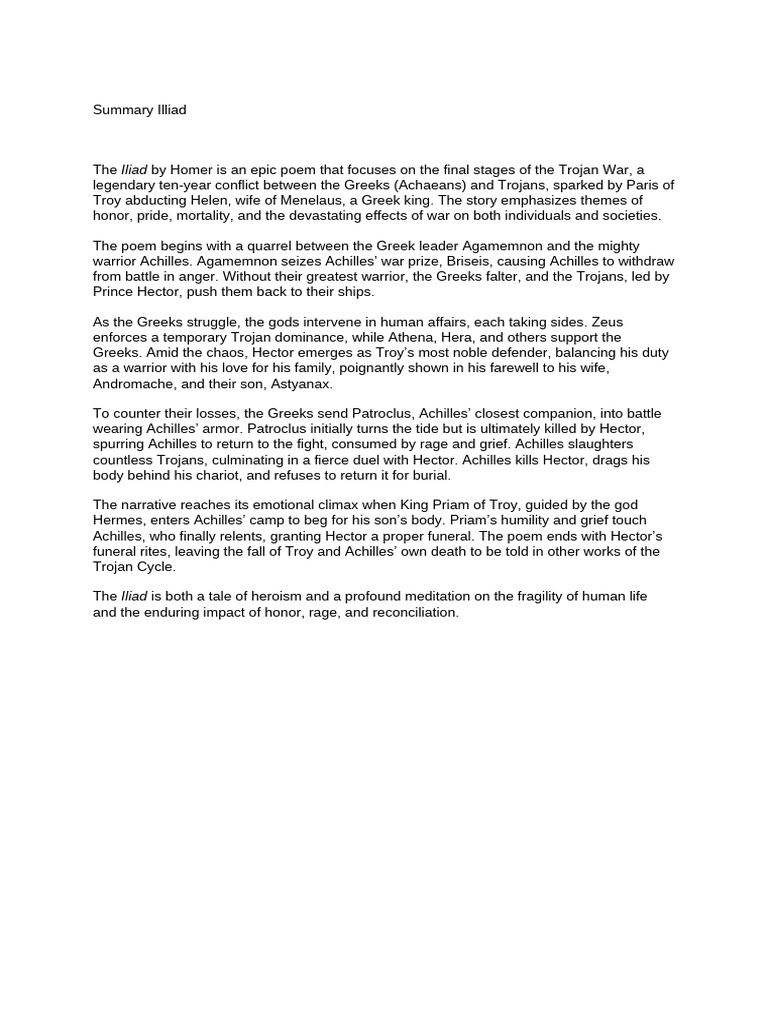 Illiad Summary | PDF