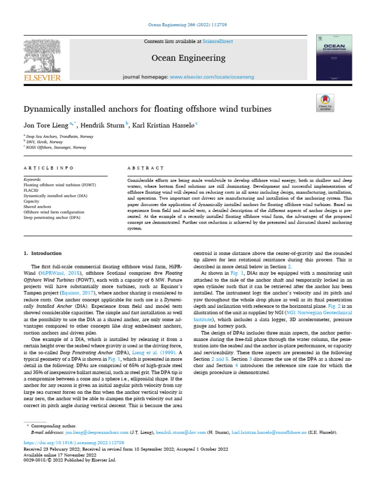 Dynamically Installed Anchors for Floating Offshore Wind Turbines | PDF ... Dynamically Installed Anchors for Floating Offshore Wind Turbines | PDF ...