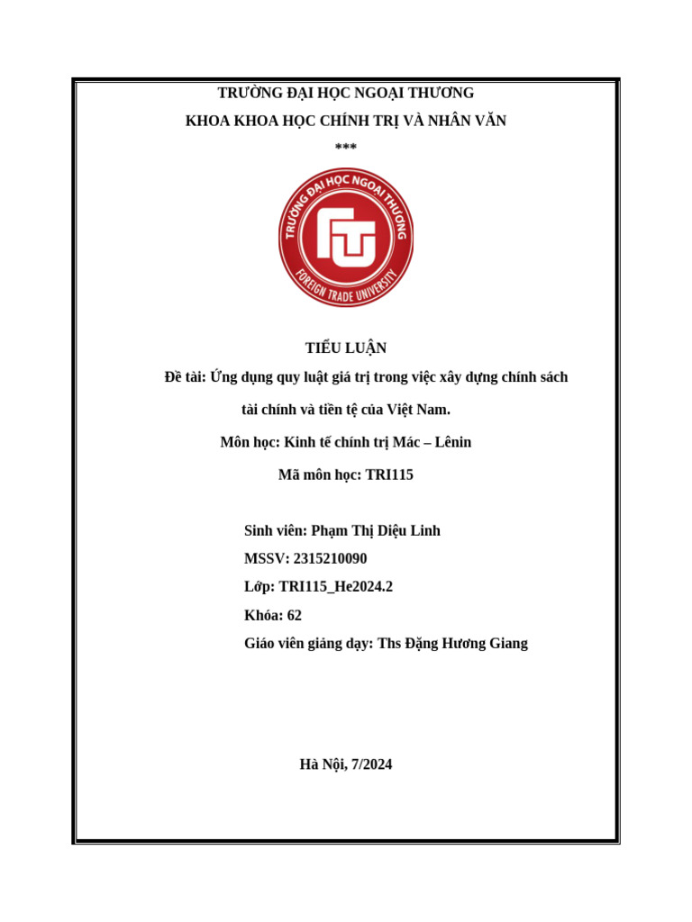 Tiểu Luận KTCT (2) | PDF