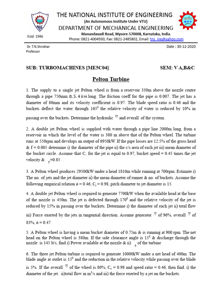 Hyd Turbine Problems | PDF | Turbine | Gas Technologies