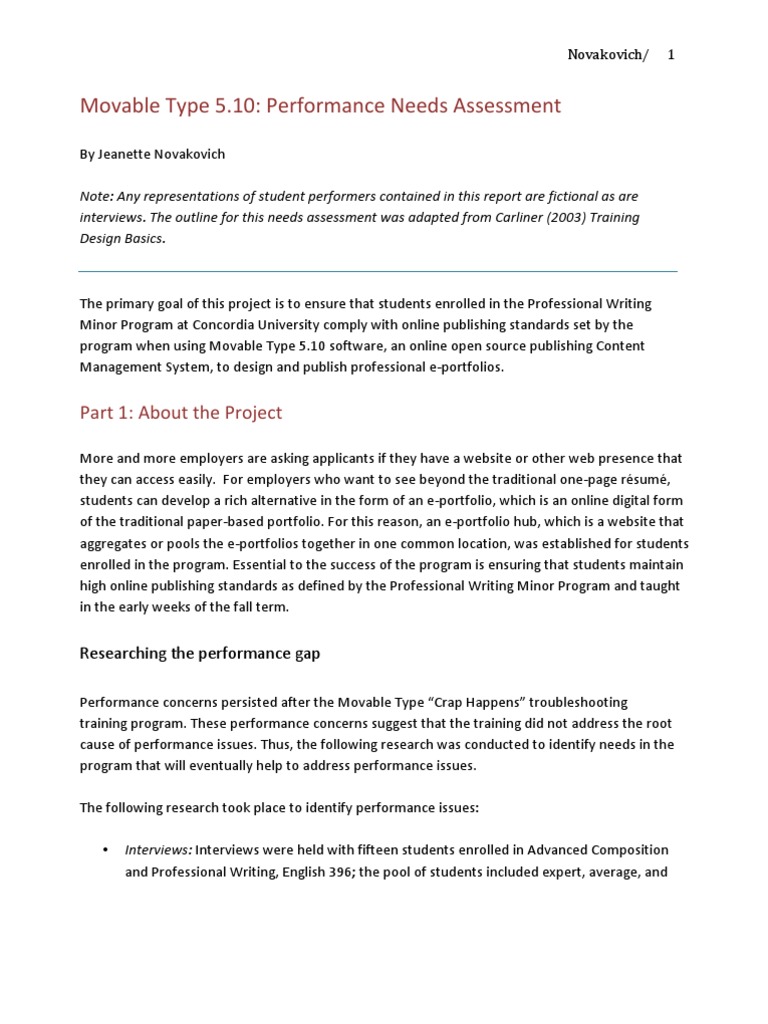 Performance Needs Assessment | PDF | Hyperlink | Educational Assessment