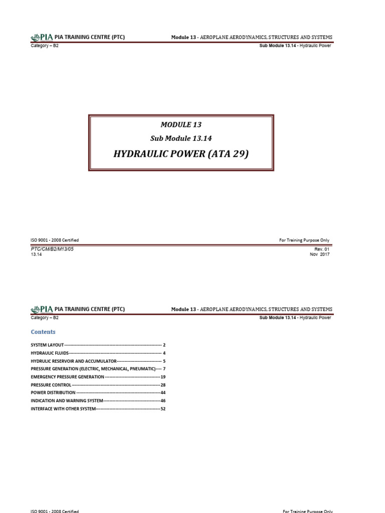 Sub Module 13.14 HYDRAULIC (ATA 29) | PDF | Pump | Gear