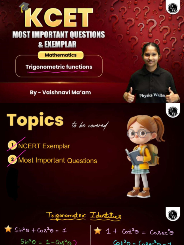 Trigonometric Functions Class Notes Kcet Exemplar Most