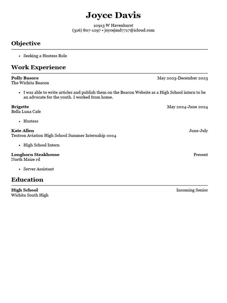 Resume Joyce Davis 2 | PDF