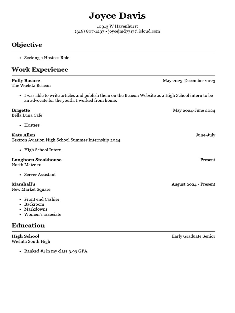 Resume Joyce Davis 3 | PDF