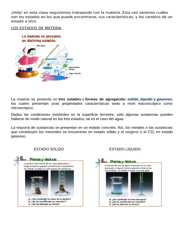 Los Estados de Materia y Cambios de Estados | PDF | Gases | Hirviendo