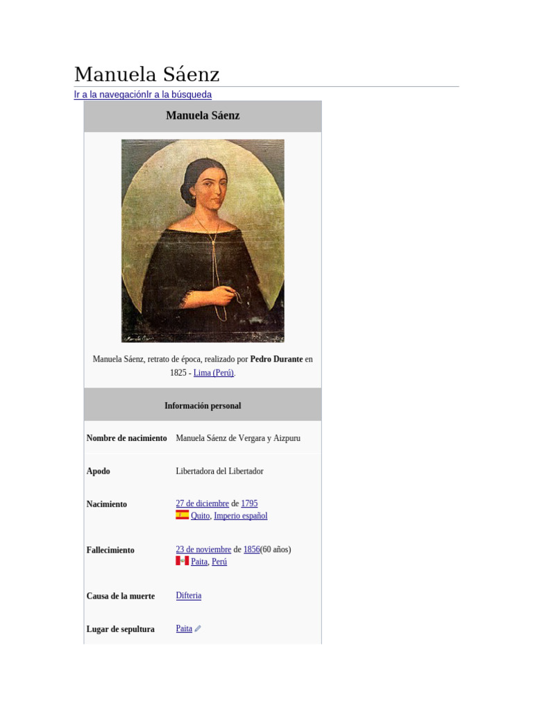 Manuela Sáenz risne | PDF