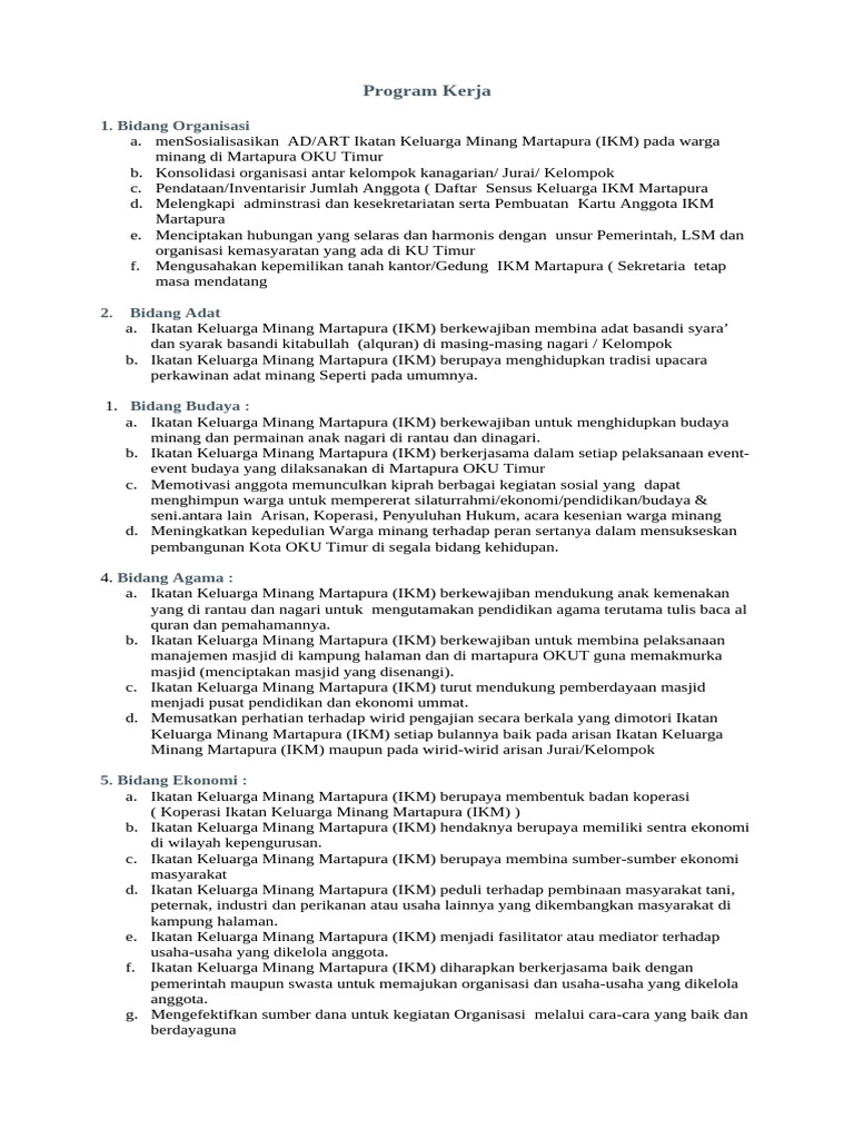 Program Kerja IKM | PDF