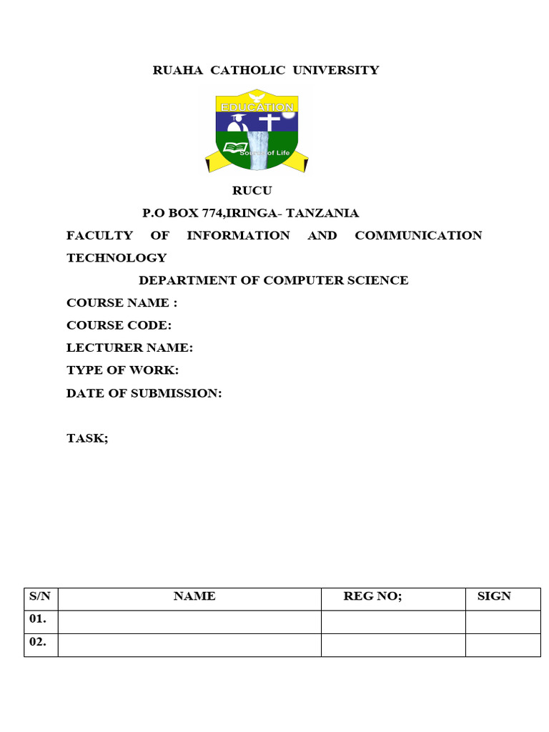 Ruaha Catholic University Course Info | PDF