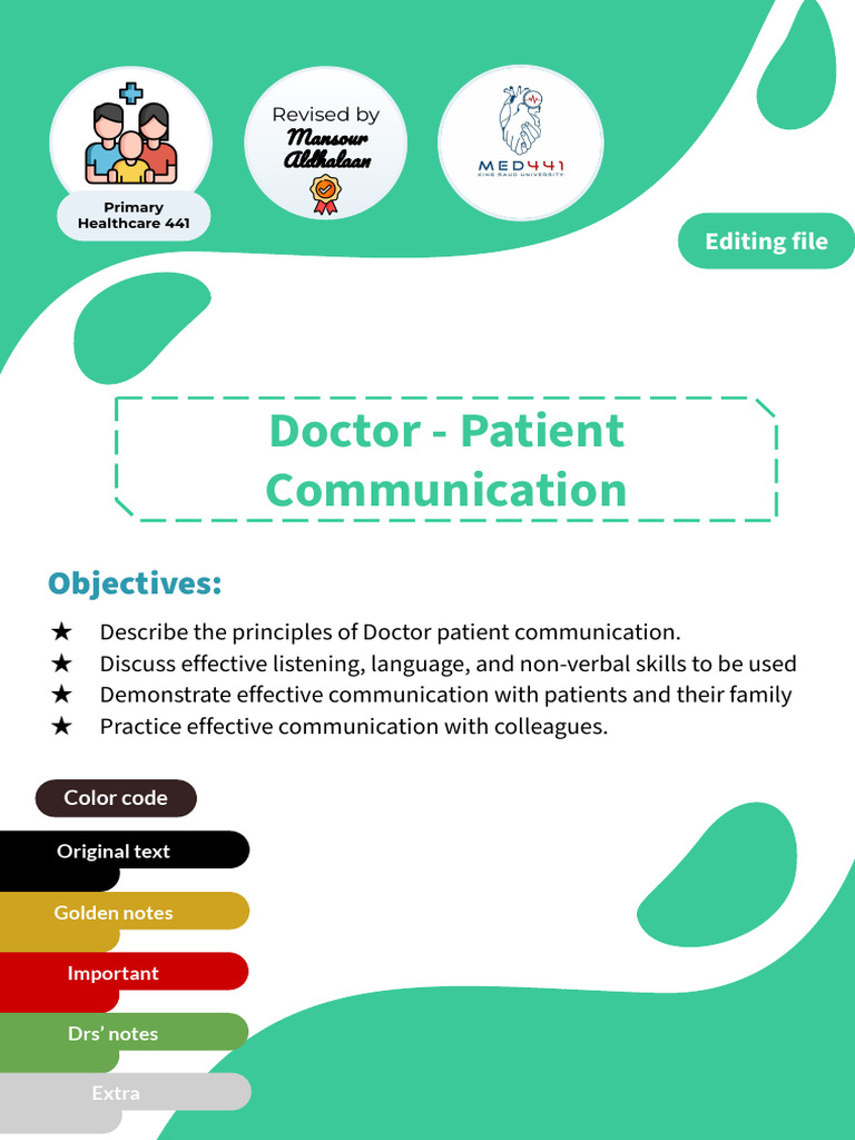 12-Doctor - Patient Communication | PDF | Nonverbal Communication ...
