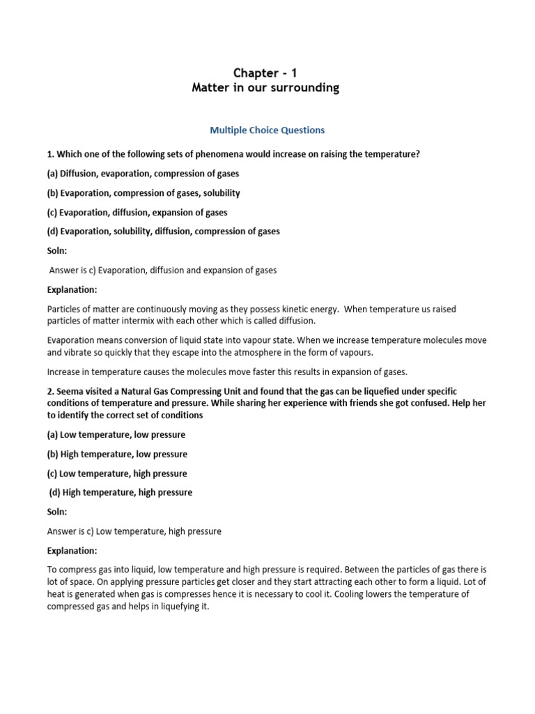 Chemistry Chapter 1 | PDF | Gases | Evaporation