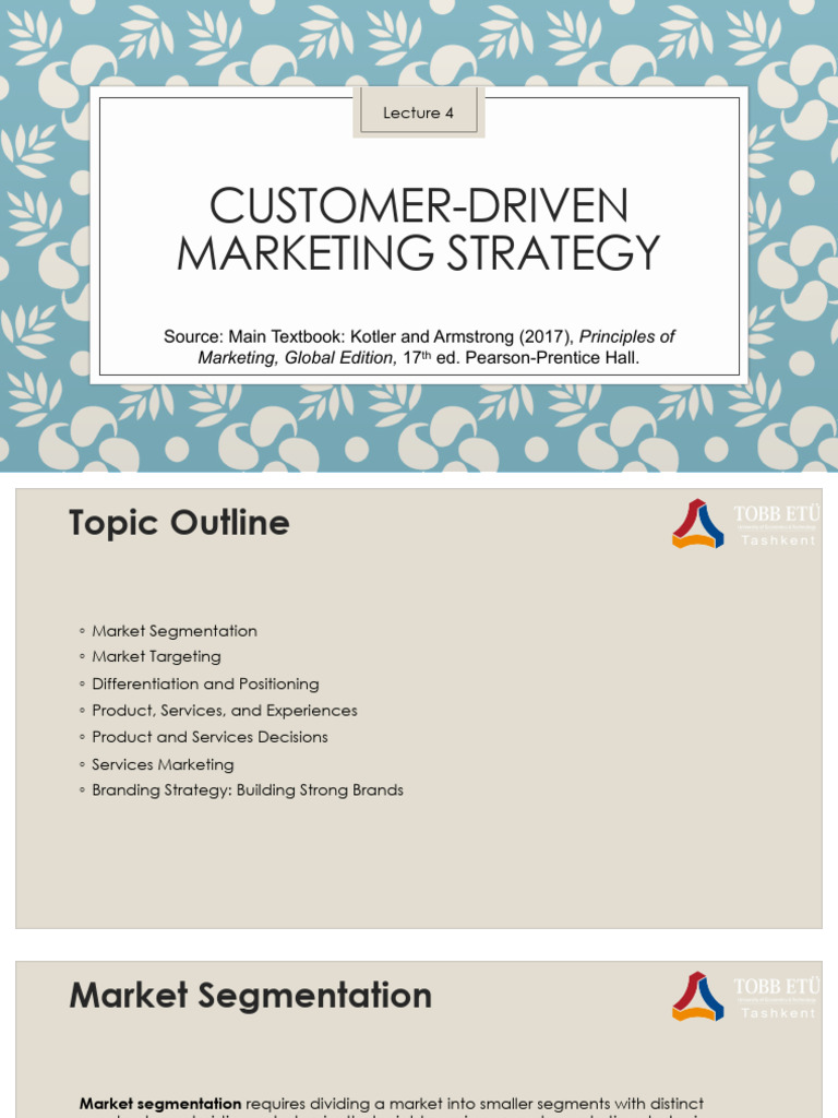Lecture 4. Customer Value Strategies | PDF | Market Segmentation | Marketing