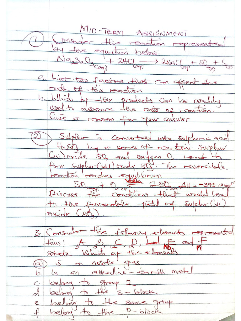 Chemistry Mid-Term Assignment | PDF