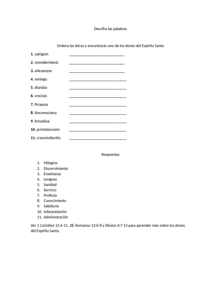 Descifra Las Palabras | PDF | Noé | Sarah