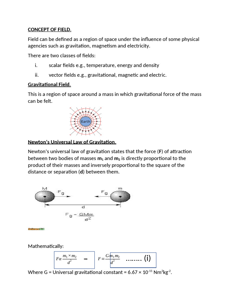CONCEPT OF FIELD | PDF | Force | Mass