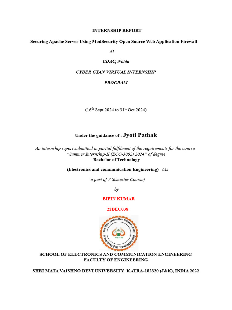 22BEC038 SUMMER INTERNSHIP REPORT 0112 Merged Merge Merged | PDF | Security | Computer Security