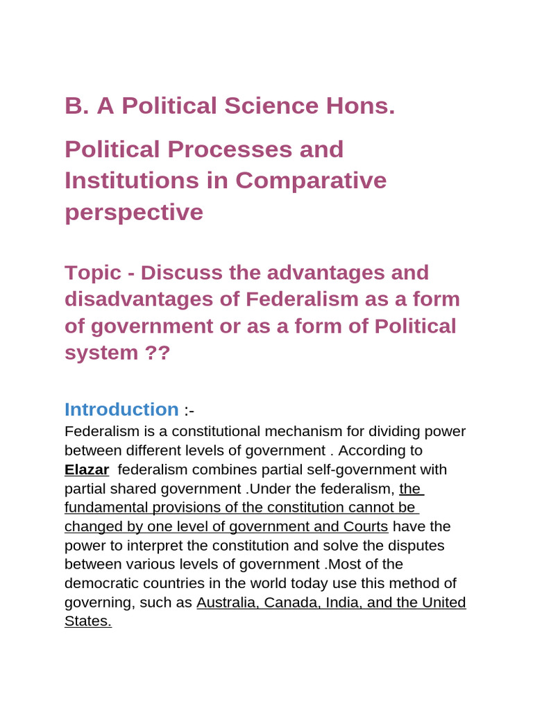 Comparative politics | PDF | Federalism | Federation