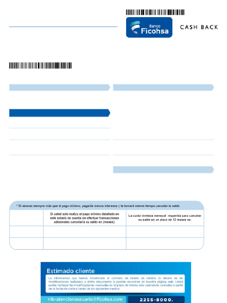 Estado Cuenta Ficohsa Oct 2024 | PDF | Tarjeta de crédito | Cheque