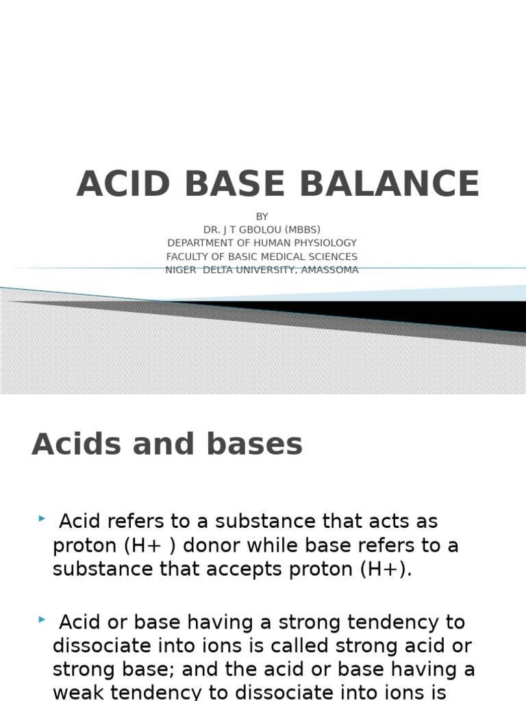 Acid Base Balance | PDF | Ph | Acid