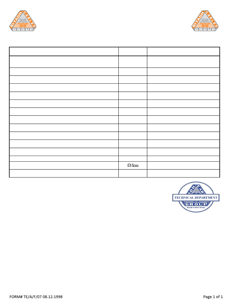 Riyadh Cable Data Sheet | PDF