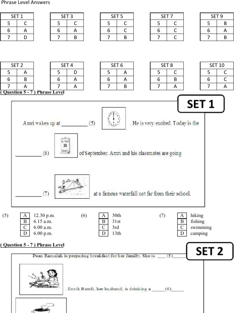 SAL English UPSR Phrase Level Q5-7 | PDF