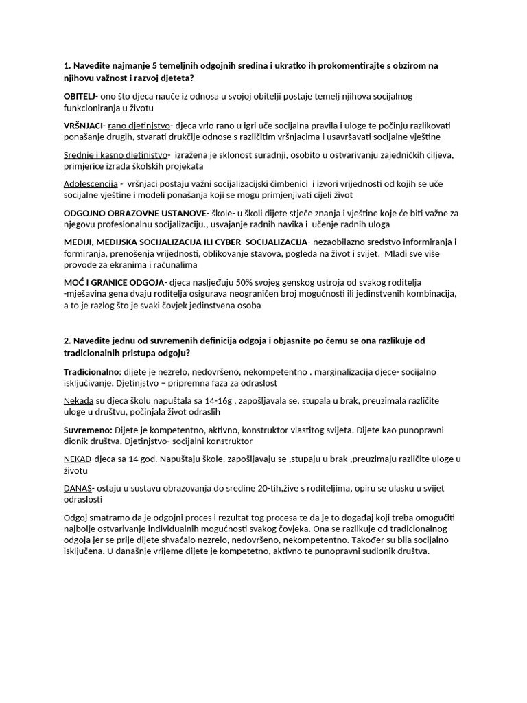 Opća Pedagogija Pitanja I Odg | PDF