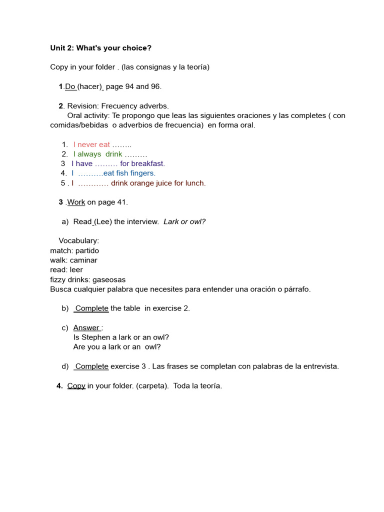 Unit 2 - What's Your Choice | PDF