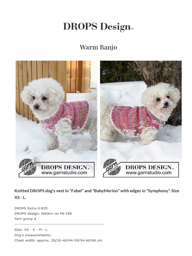 Warm Banjo - Knitted DROPS Dog's Vest in "Fabel" and "BabyMerino" With ...